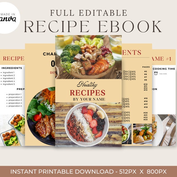 Recipe Book Cover Template - Etsy