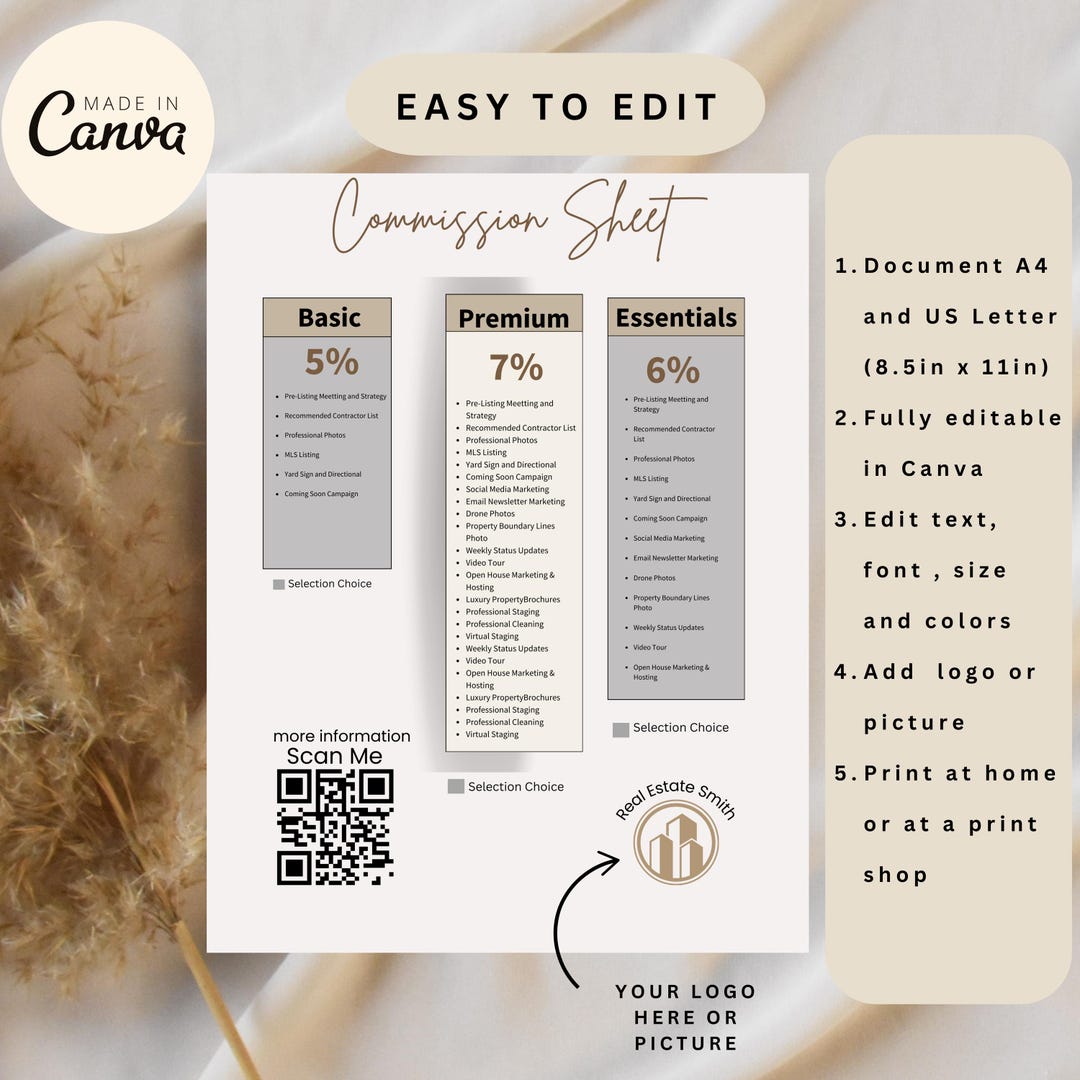 Real Estate Commission Sheets, Listing Commission Sheet Templates, Real ...