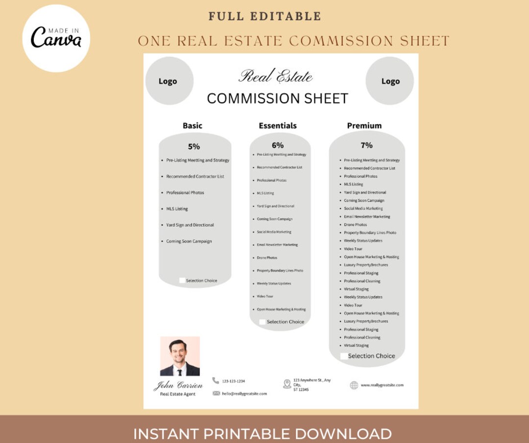 Real Estate Commission Sheets, Listing Commission Sheet Templates, Real ...