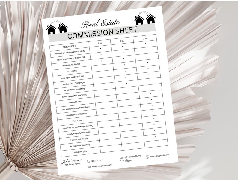 Real Estate Commission Sheets, Listing Commission Sheet Templates, Real ...