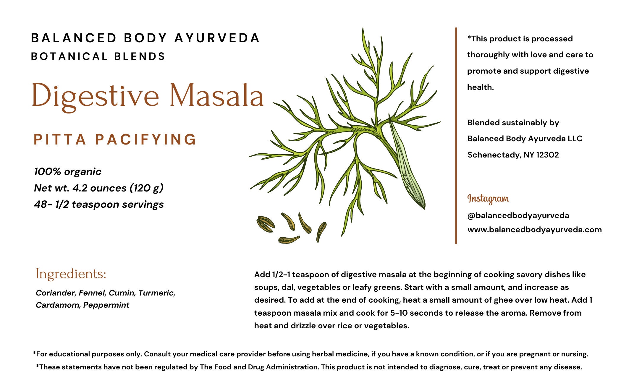 PITTA DIGESTIVE MASALA- Cooling Digestive Spice Blend - Etsy