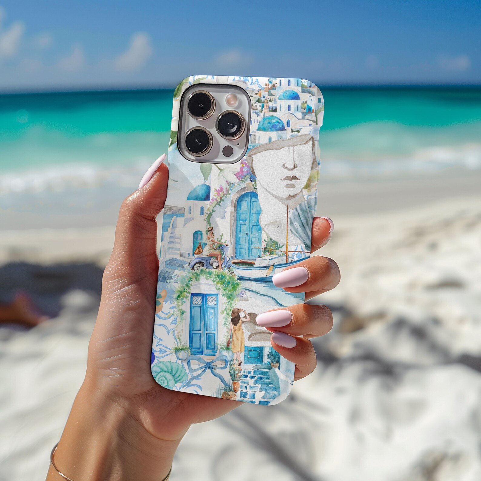 Santorini Collage Phone Case. Summer. Mediterranean. Coastal Blue Aesthetics. Coquette.iphone 16 ...