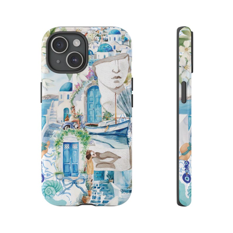 Santorini Collage Phone Case. Summer. Mediterranean. Coastal Blue Aesthetics. Coquette.iphone 15 ...