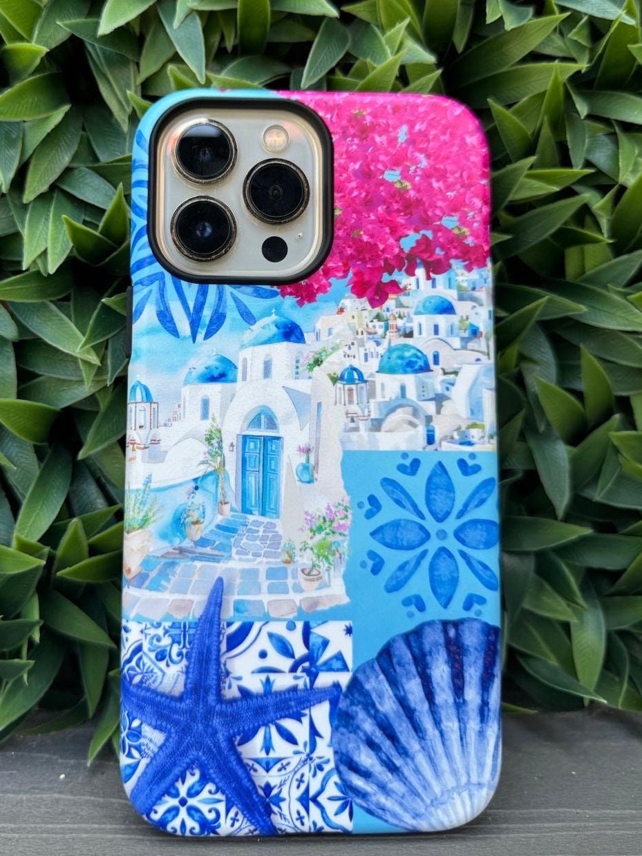 Santorini Collage iPhone Case | Mediterranean Summer Tough Case - Etsy