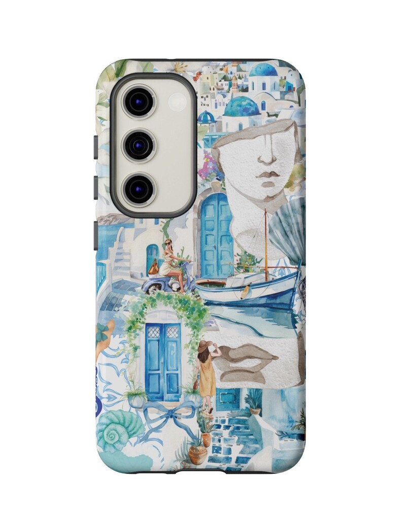 Santorini Collage Phone Case. Summer. Mediterranean. Coastal Blue ...