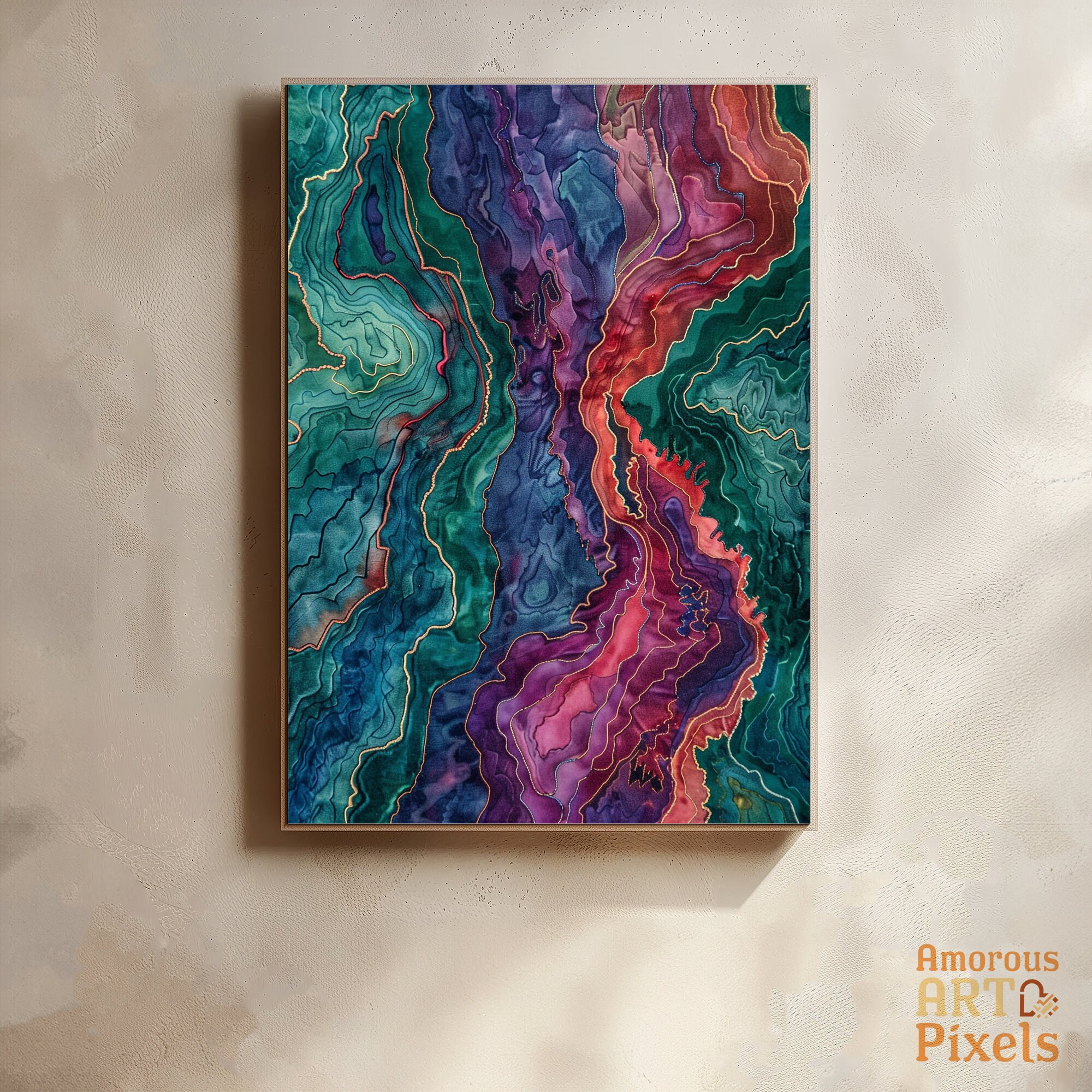 Colorful Contours Art Print Digital Abstract Painting Download for ...