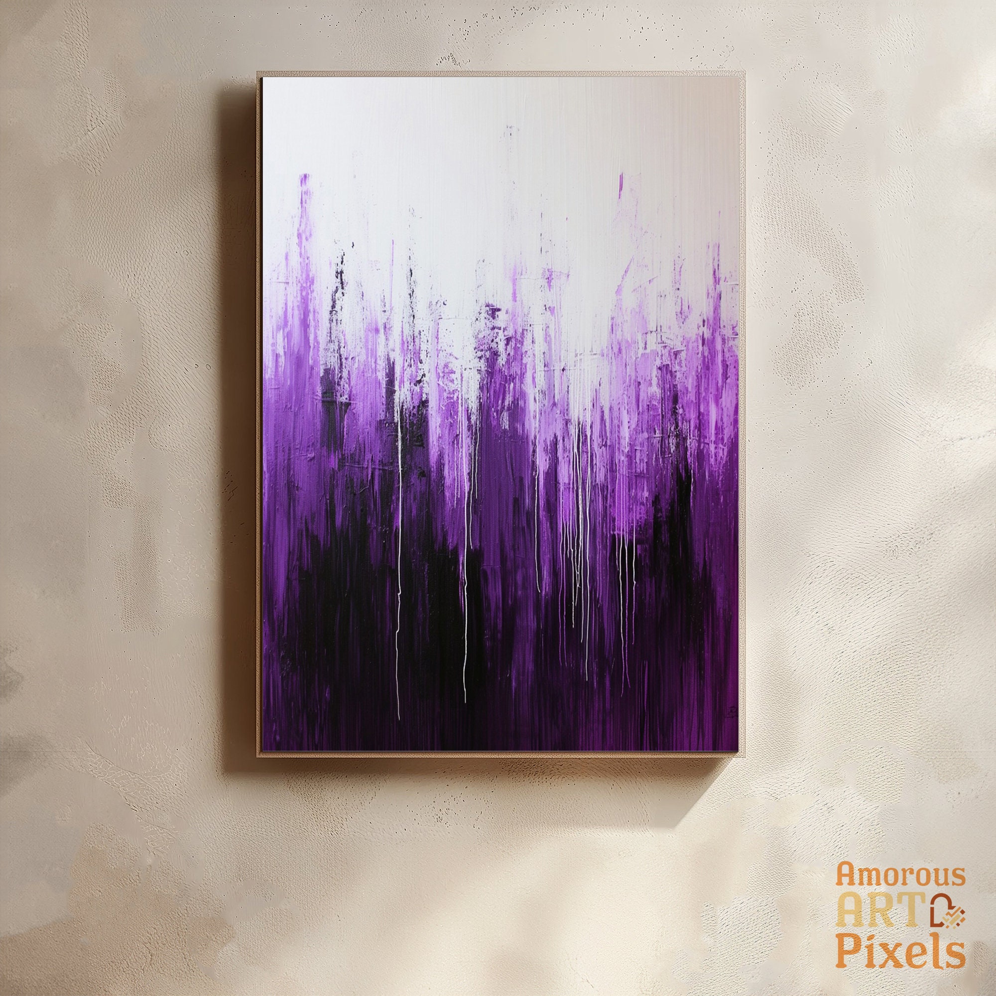 Amethyst Rain Abstract Art Digital Download, Purple Hued Drip Painting ...