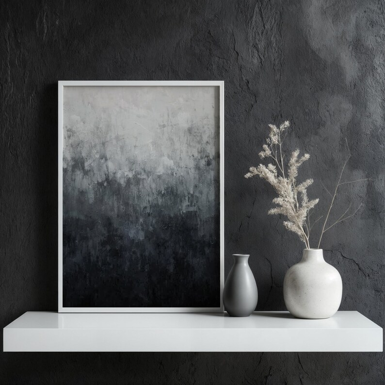 Monochrome Mists Digital Download, Abstract Art Printable, Modern Home ...