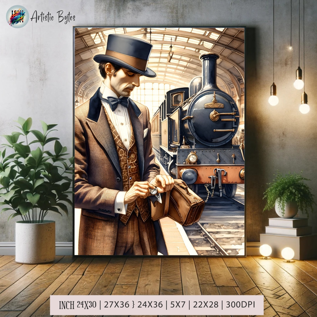 Journey Through Time Elegant Victorian Gentleman and Train Station - Etsy