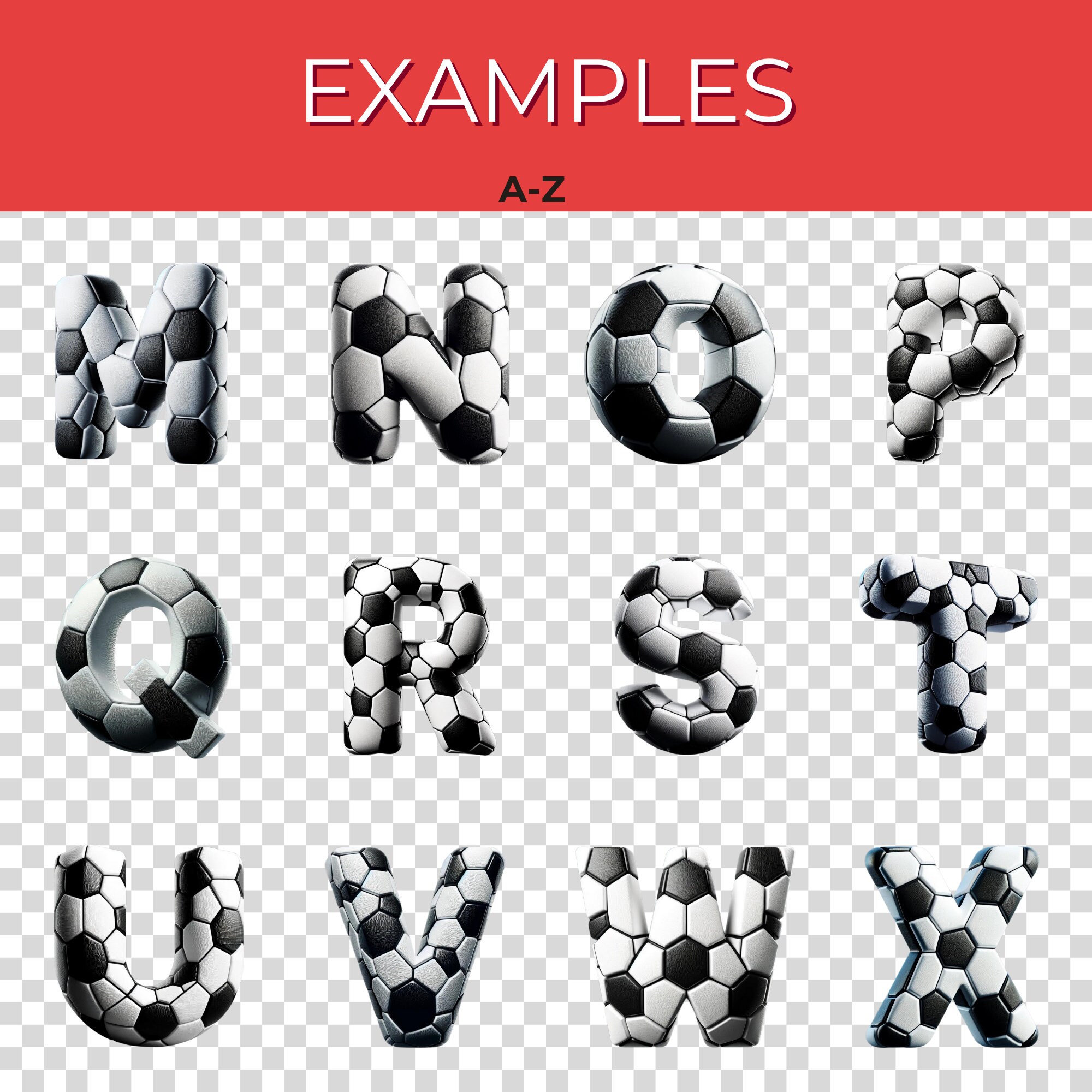 Soccer Alphabet, Doodle Alphabet, Doodle Letters, Soccer Letters, 3D ...