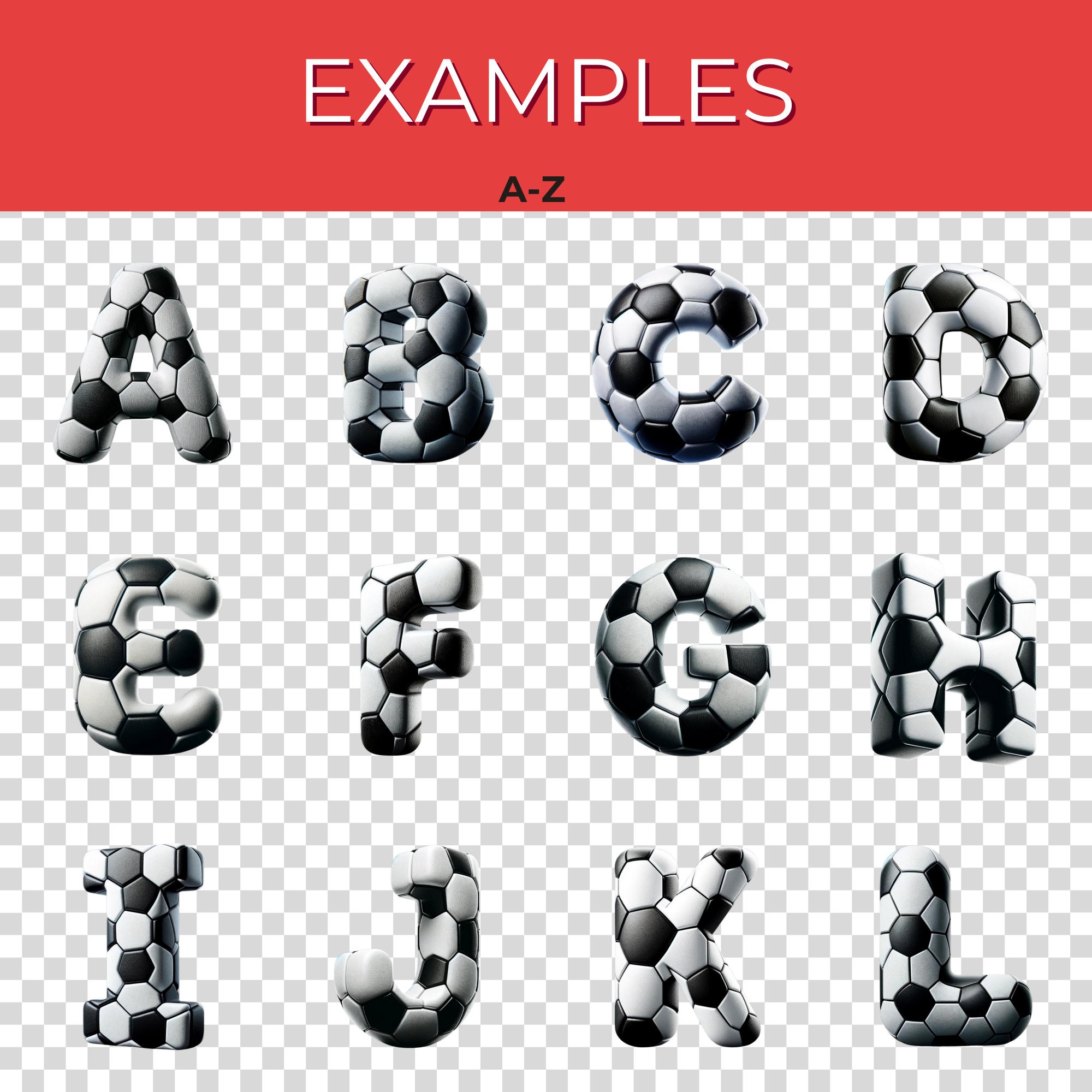 Soccer Alphabet, Doodle Alphabet, Doodle Letters, Soccer Letters, 3D ...