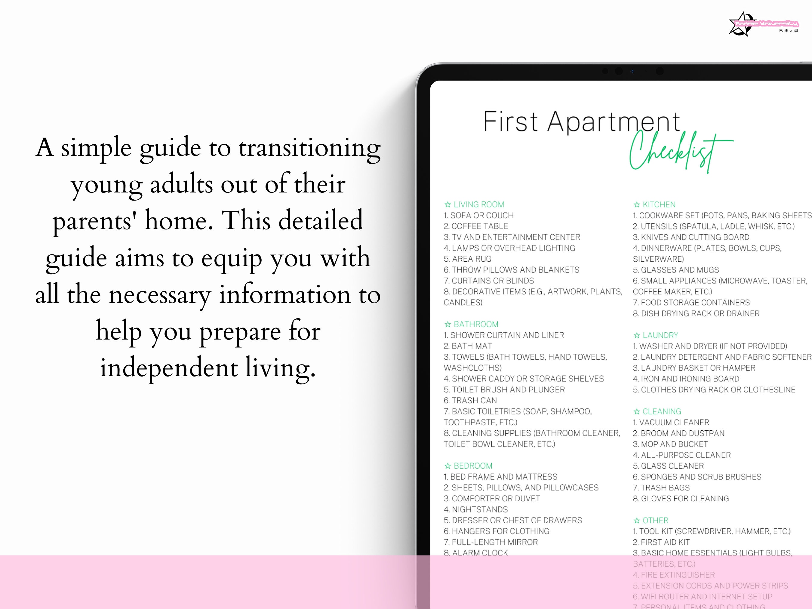 Moving Checklist Guidebook for First Apartment Printable Checklist for ...