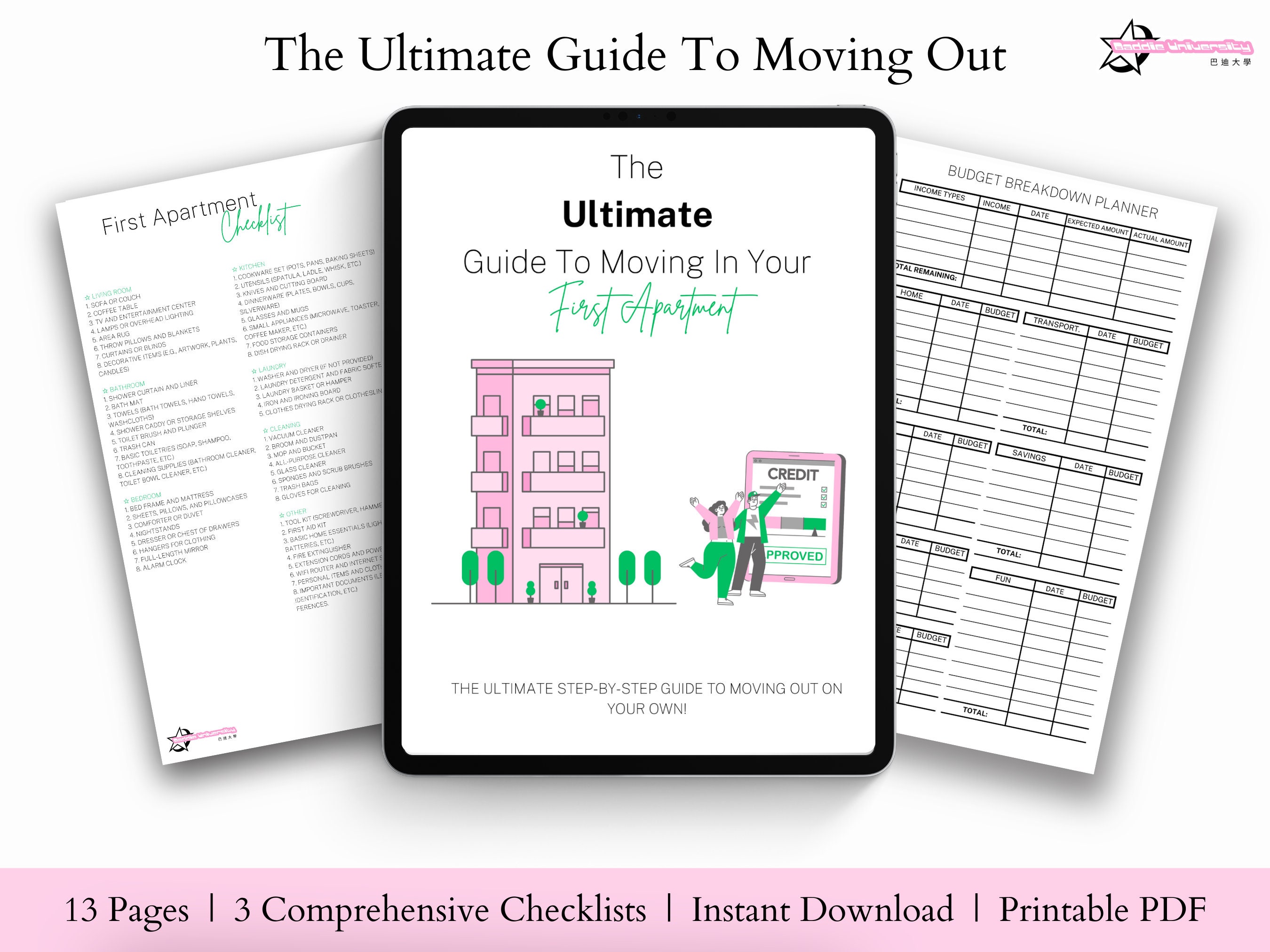 Moving Checklist Guidebook for First Apartment Printable Checklist for ...
