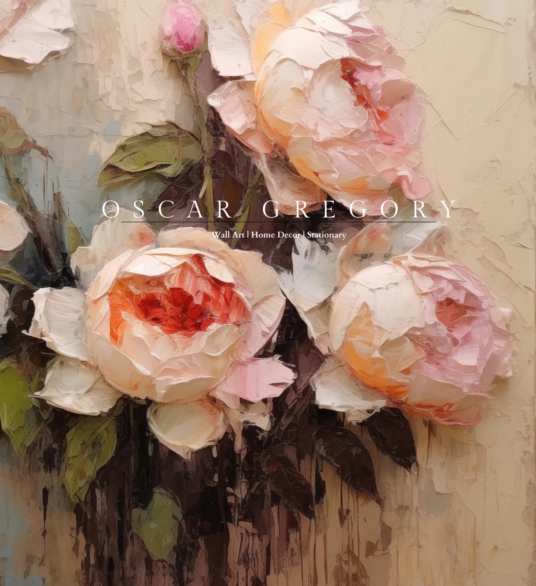 Vintage Peony Painting Impasto Painting Vintage Art Farmhouse Aesthetic ...