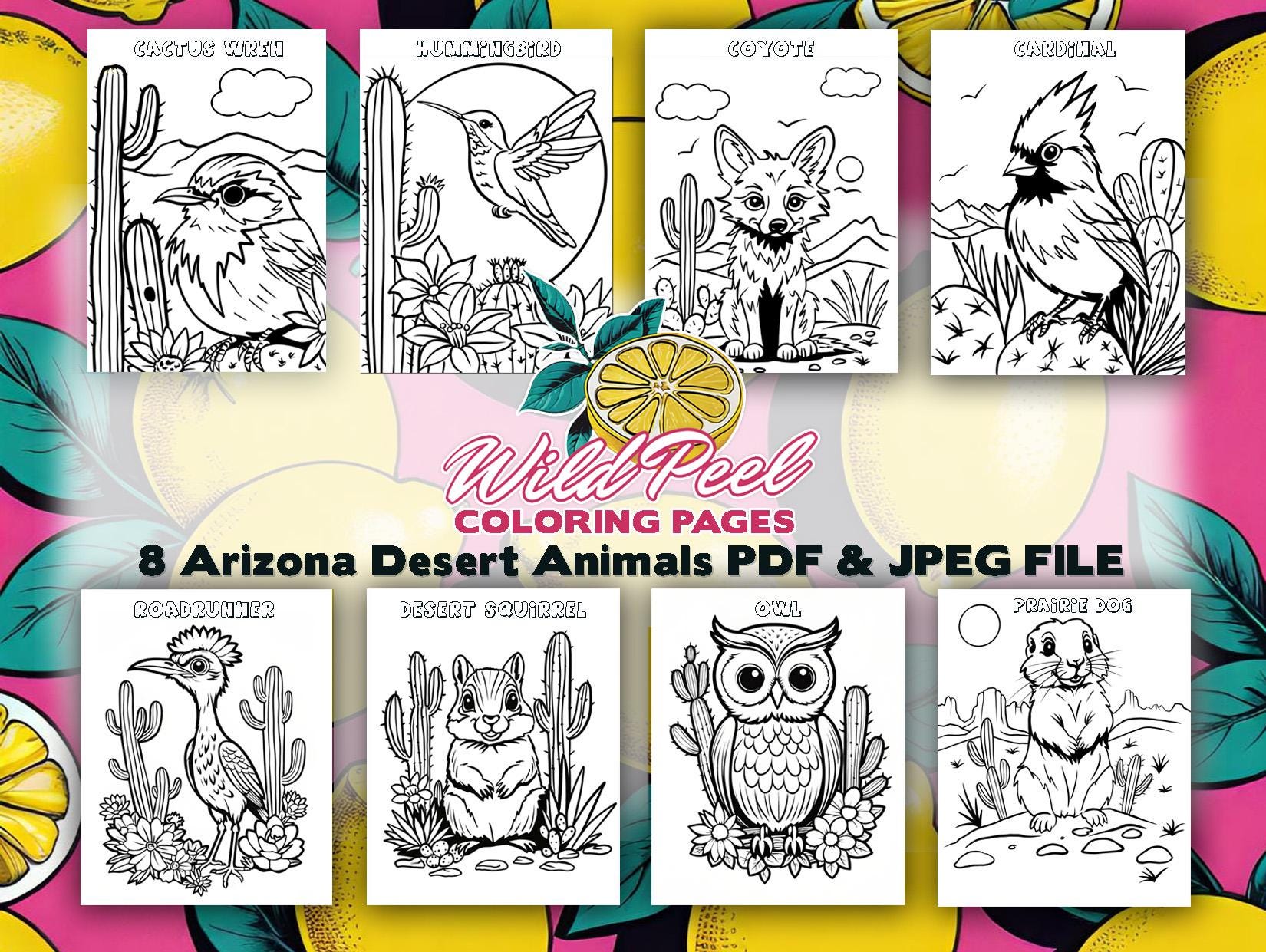 8 Printable Arizona Desert Animals Coloring Pages for Kids, Toddlers ...