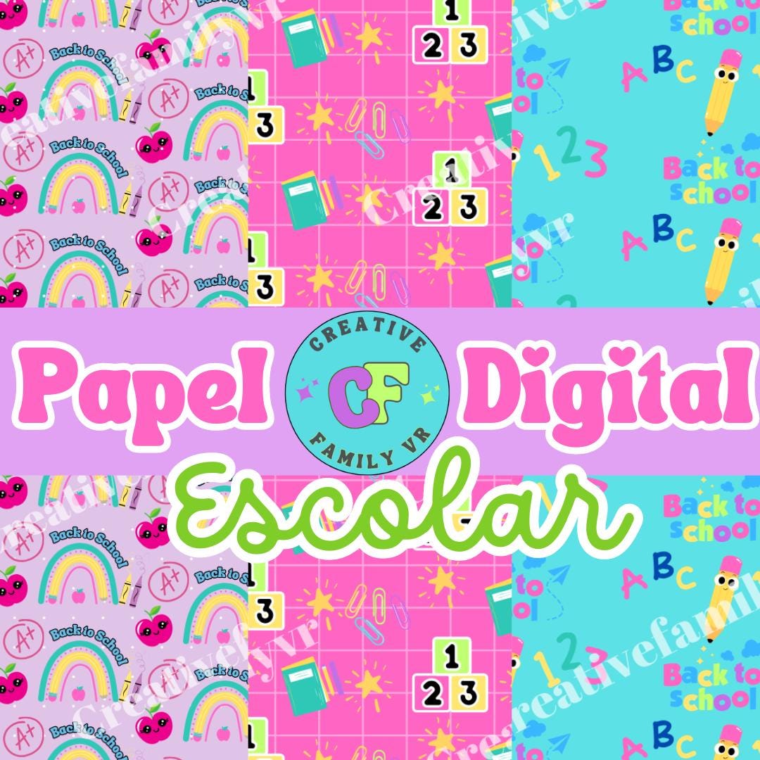 Papel Digital Escolar, School Digital Paper - Etsy