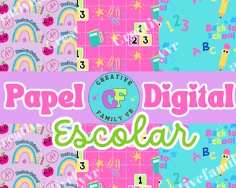 Papel Digital Escolar, School Digital Paper - Etsy