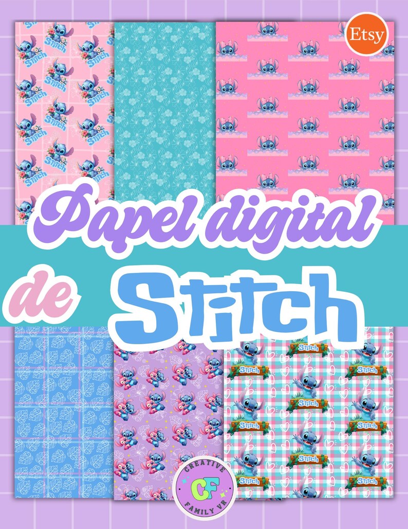 Stitch Digital Paper Pack, Scrapbook Paper (digital Download) - Etsy Canada
