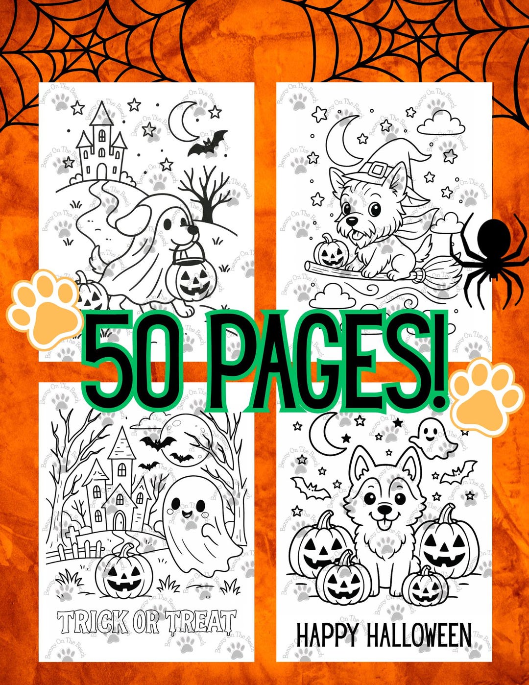 Halloween Animal Coloring Pages for Kids, 50 Printable PDF Pages ...