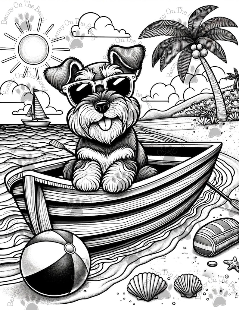 Benny on the Beach Children's Printable Coloring Pages - Etsy