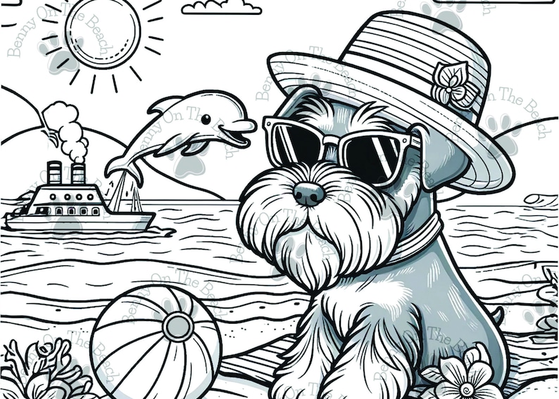 Benny on the Beach Children's Printable Coloring Pages - Etsy