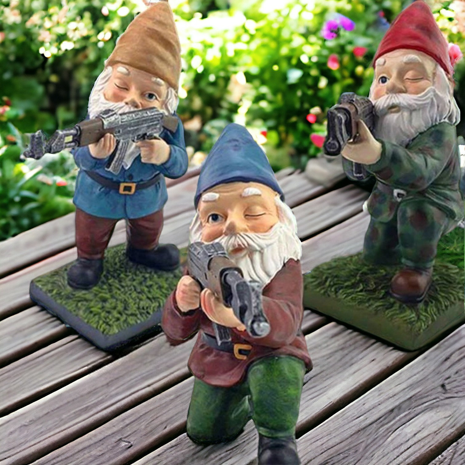 Funny Military Gnomes Army Garden Gnomes, Soldier Gnomes, Outdoor ...