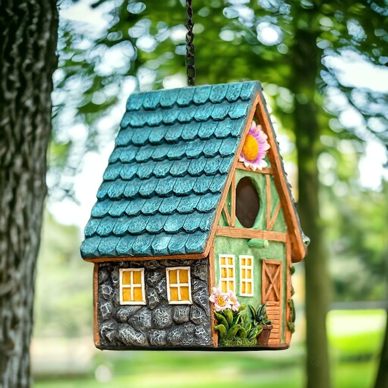 Colourful Resin Birdhouse Nesting Box, Bird Breeding Box, Hanging Bird ...