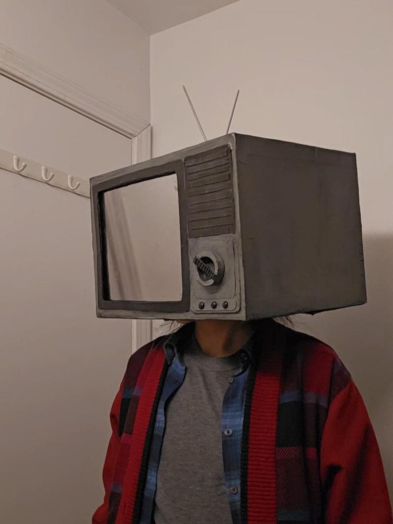 TV Head Mask Helmet Cardboard Cosplay Costume for RGB, Mr. Puzzles or ...