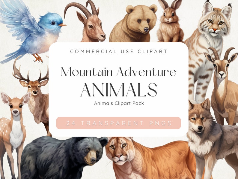 Woodland Forest Animals Clipart, Adventure Mountain Animals Clipart ...