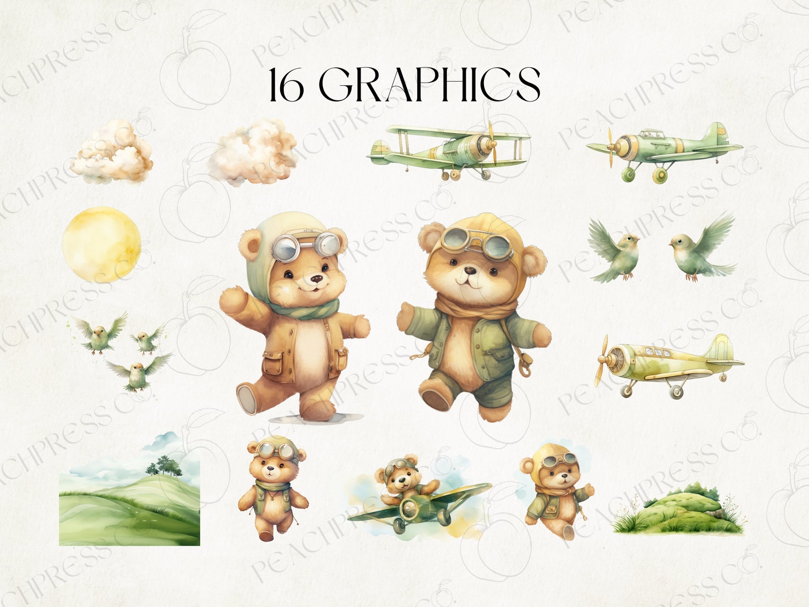 Airplane Teddy Bear, Flying Bear Clipart, Teddy Bear Clipart, Cute ...