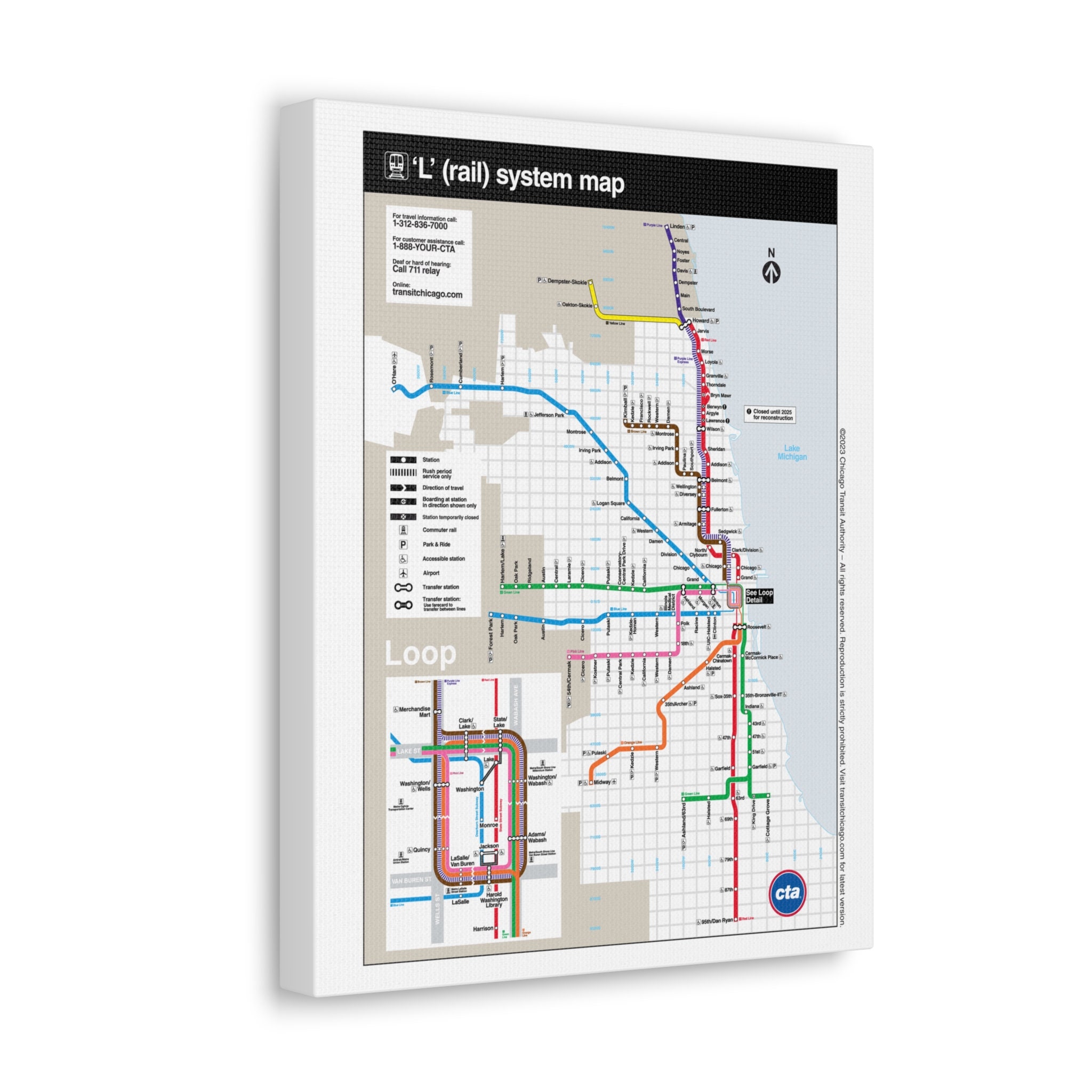 Chicago CTA l Train System Wall Art Decor Canvas Gallery - Etsy