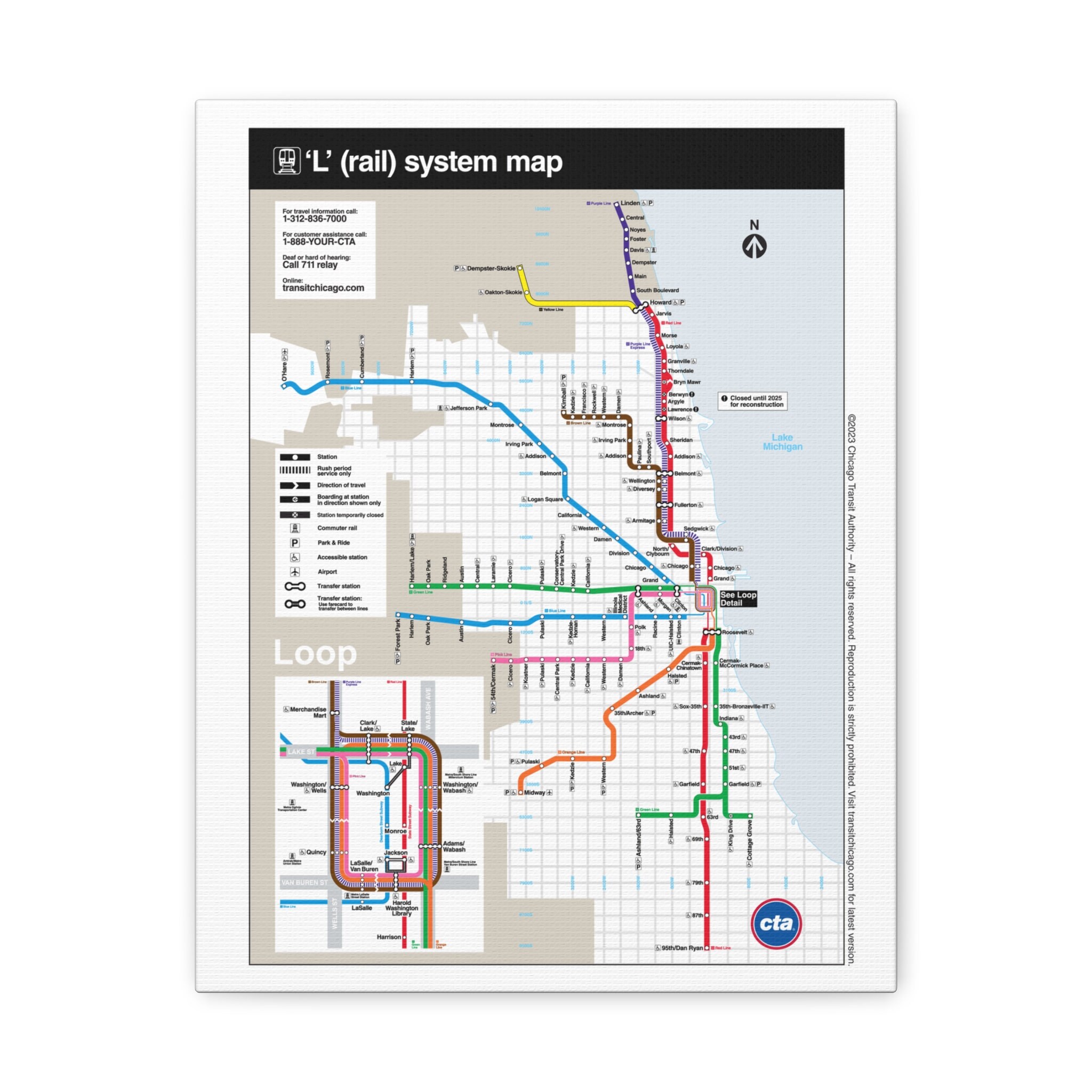 Chicago CTA l Train System Wall Art Decor Canvas Gallery - Etsy