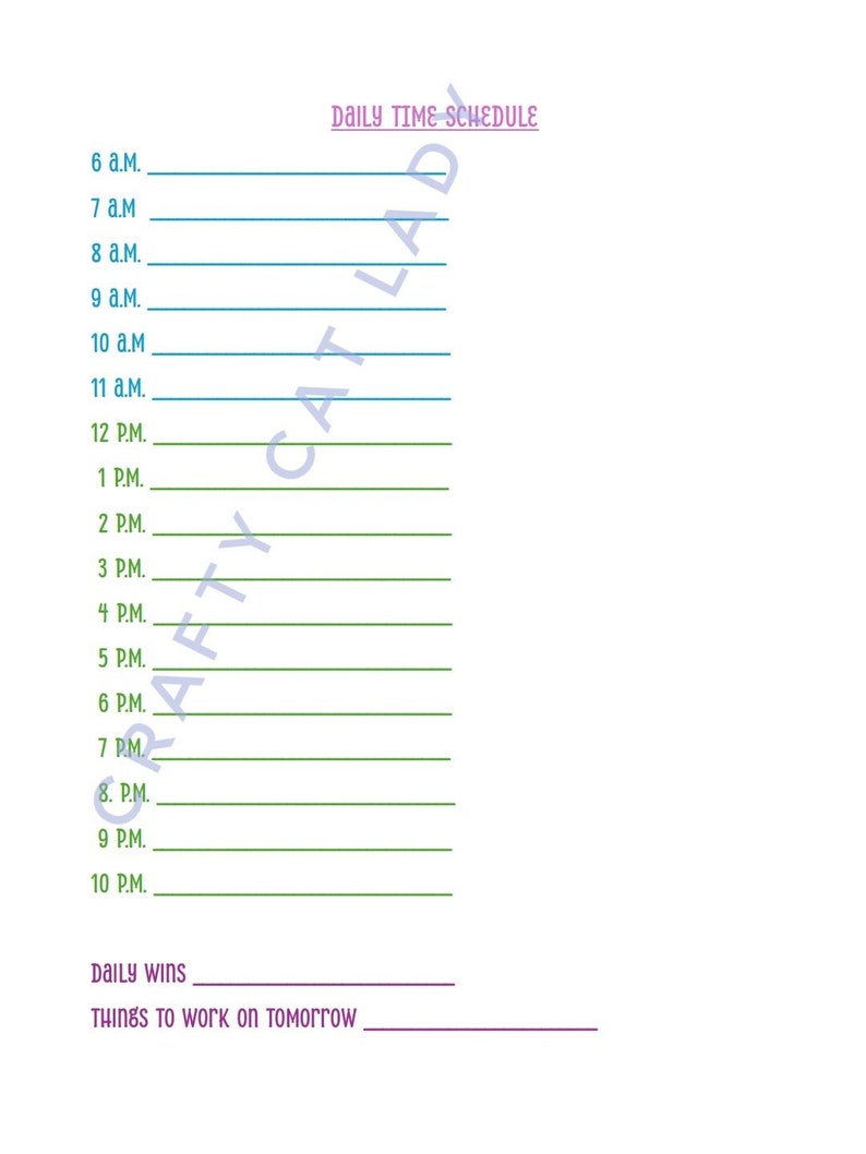 Printable Daily Time Schedule, Organizer, Printable Routine, Mental ...
