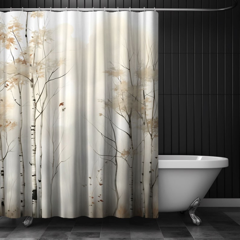 Birch Trees Shower Curtains, Aesthetic Room Decor, Bathroom Accessories ...