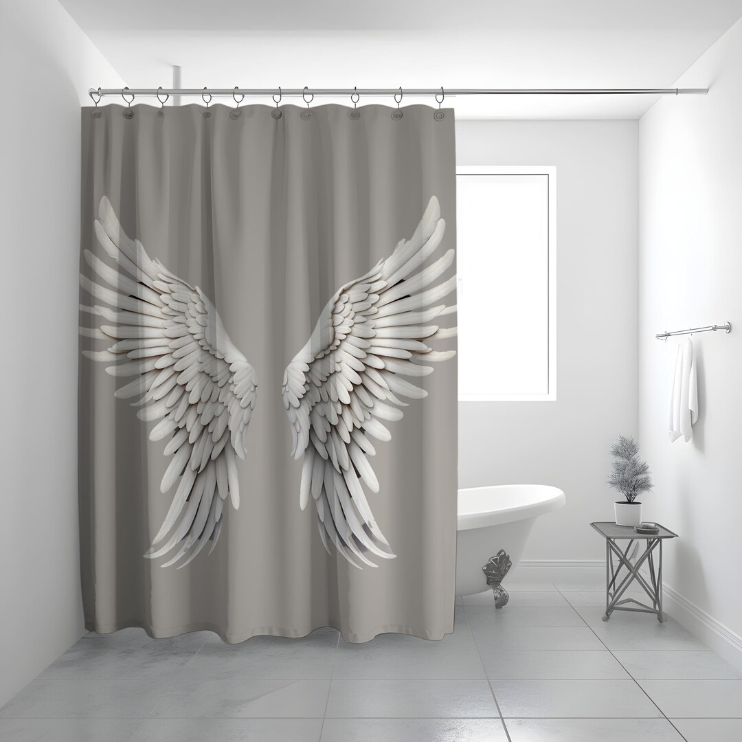 Angel Wings Shower Curtain, New Home Gift, Custom Boho Shower Curtain ...