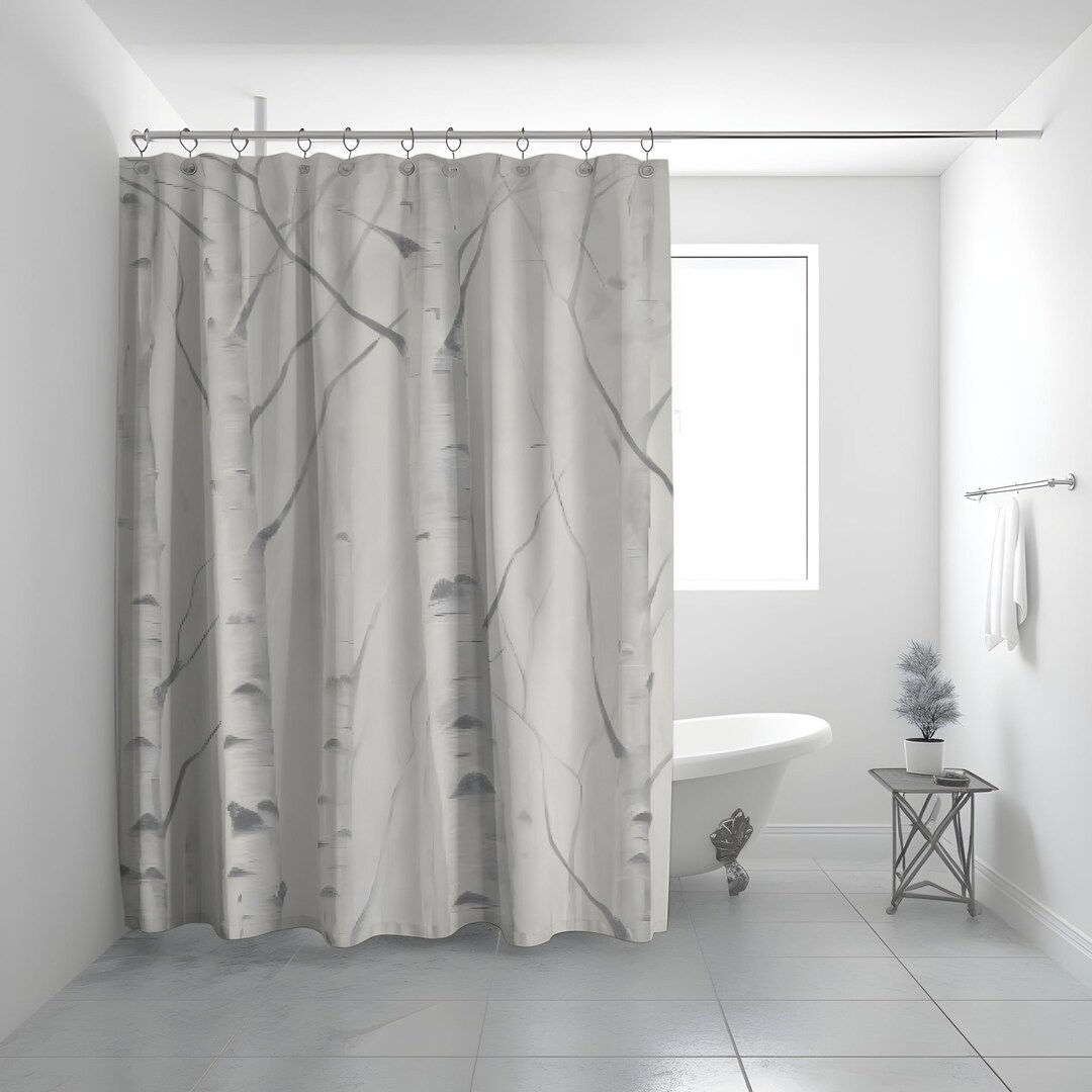 Birch Trees Shower Curtains, Custom Shower Stall Curtains, Cottagecore ...