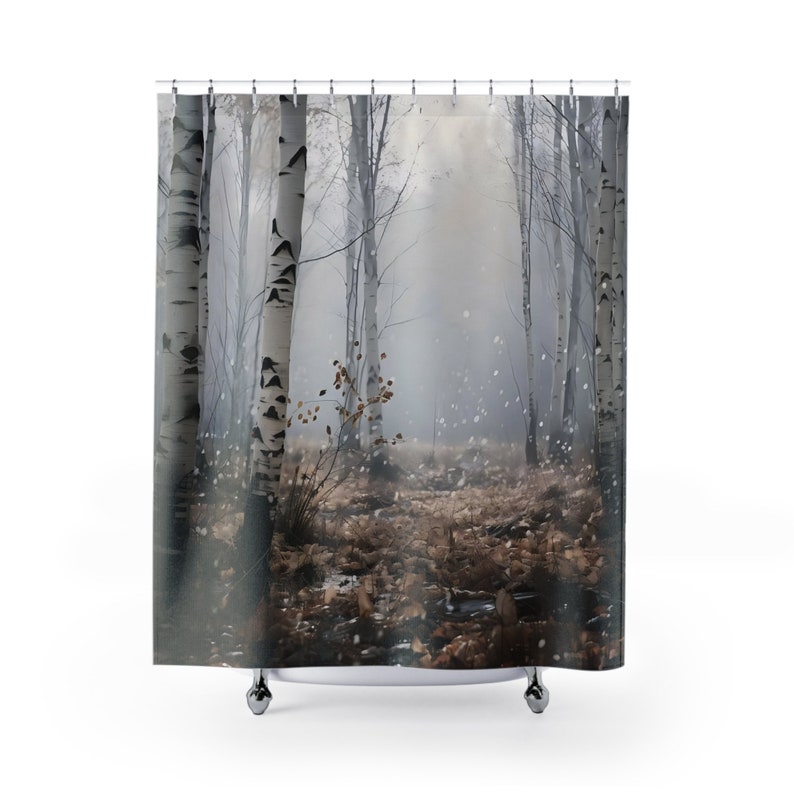 Aspen Forest Shower Curtain: White Tree Cottagecore Bathroom Decor - Etsy