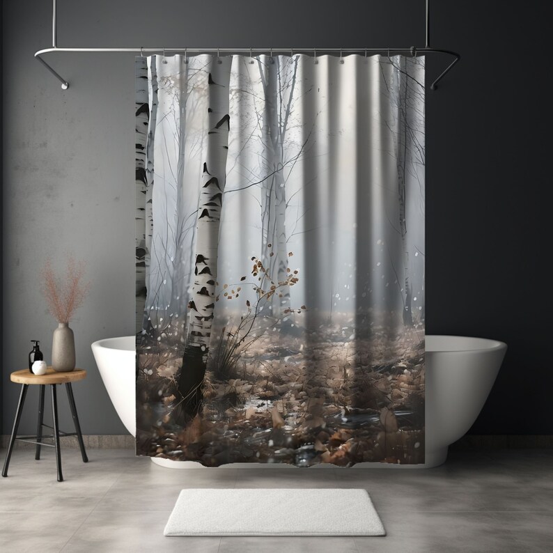Aspen Forest Shower Curtain: White Tree Cottagecore Bathroom Decor - Etsy