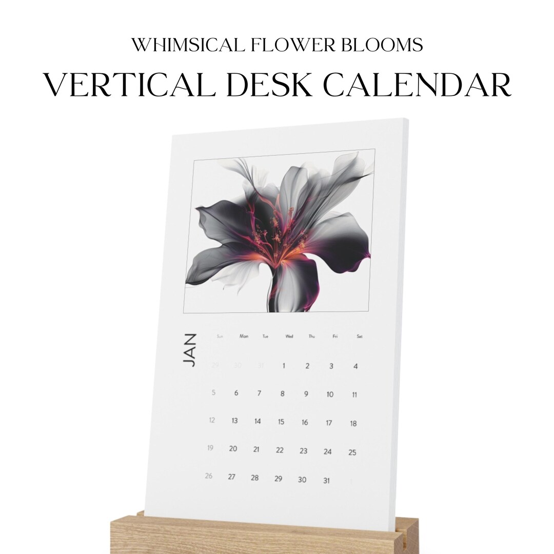 2025 Minimal Desk Calendar With Stand, Custom Desk Accessories, Floral ...