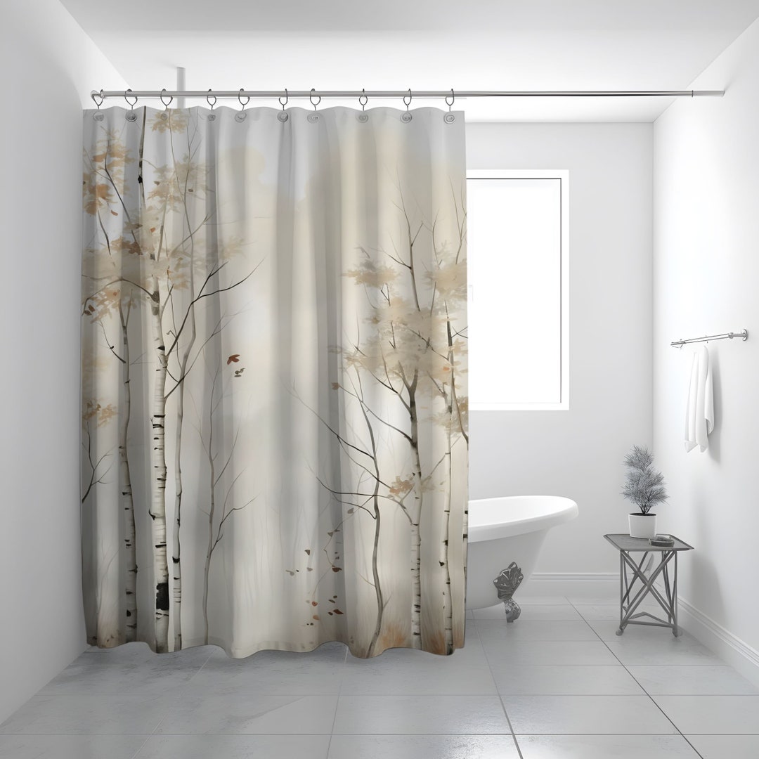 Birch Trees Shower Curtains, Aesthetic Room Decor, Bathroom Accessories ...