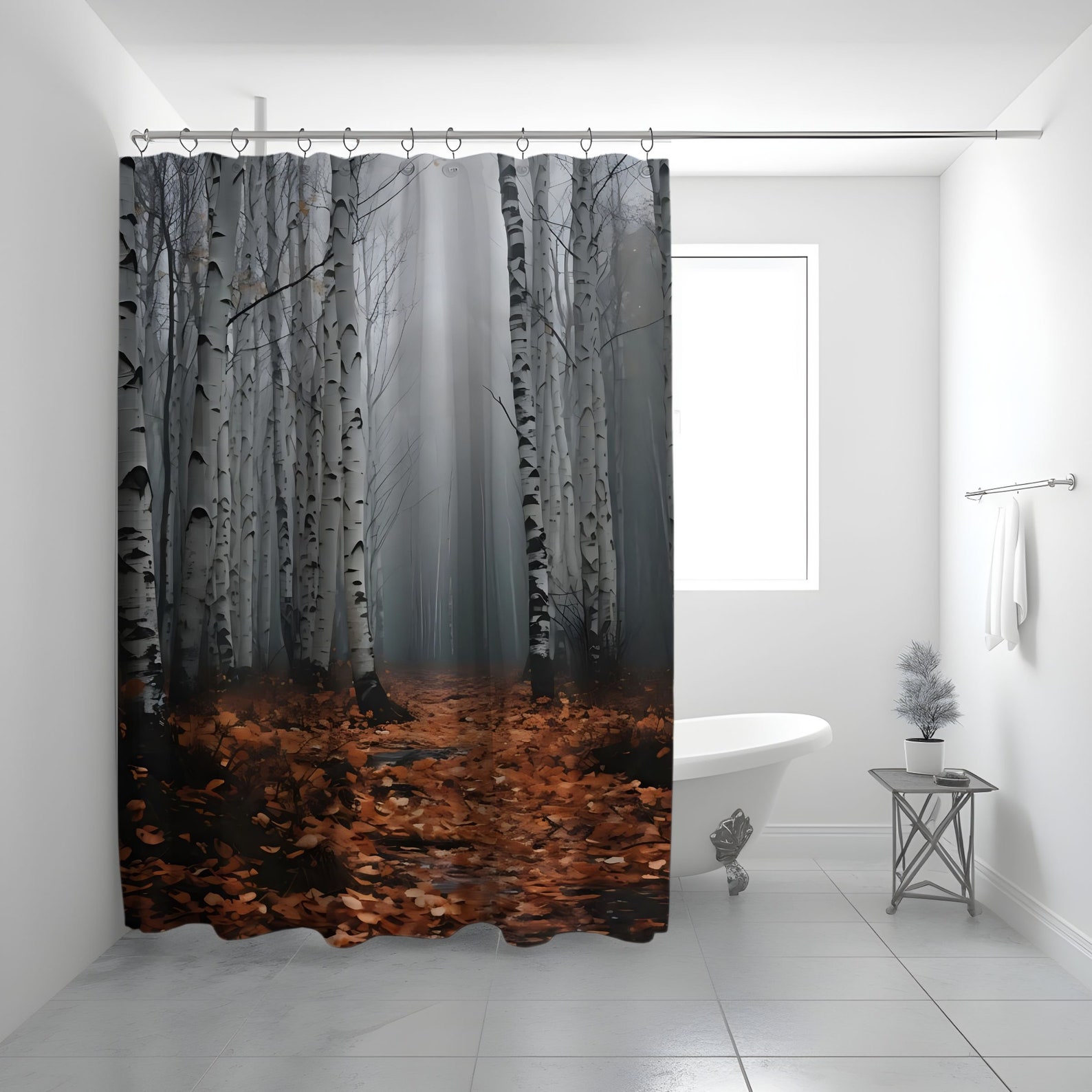 Birch Trees Shower Curtain, Forest Decor Trees Shower Stall Curtain ...