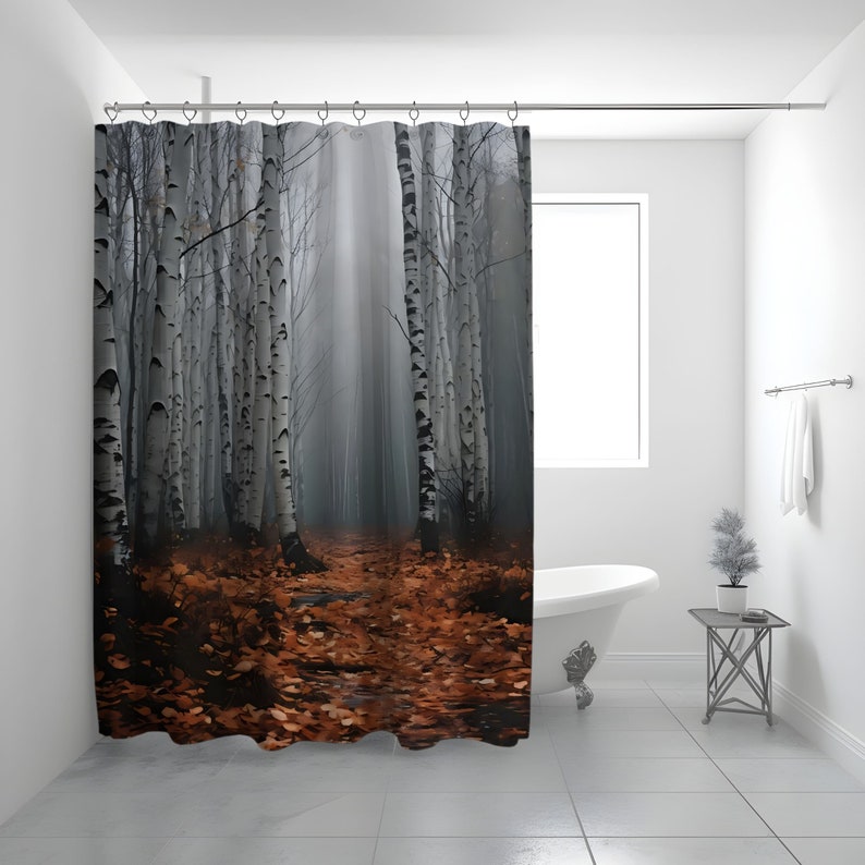 Birch Trees Shower Curtain, Forest Decor Trees Shower Stall Curtain ...