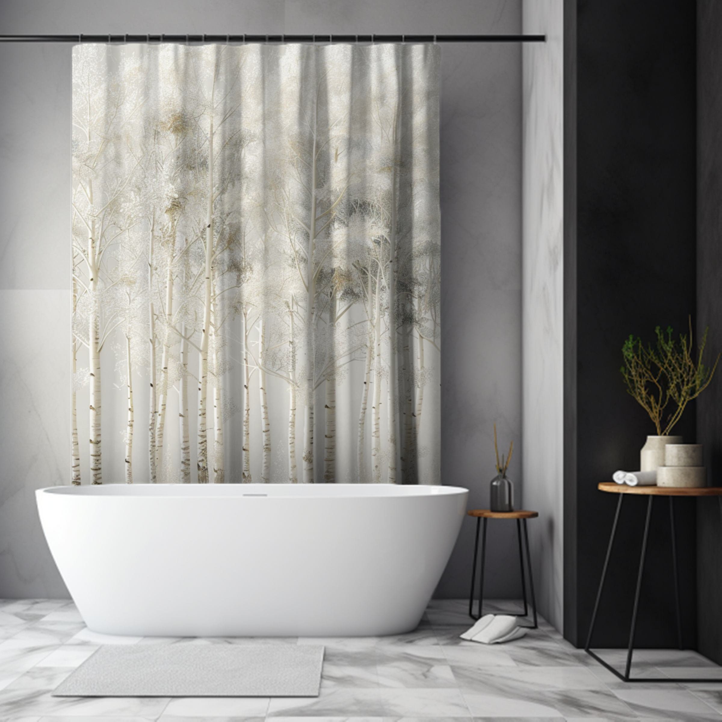 Birch Trees Shower Curtain, Aesthetic Room Decor, Cotagecore Decor ...