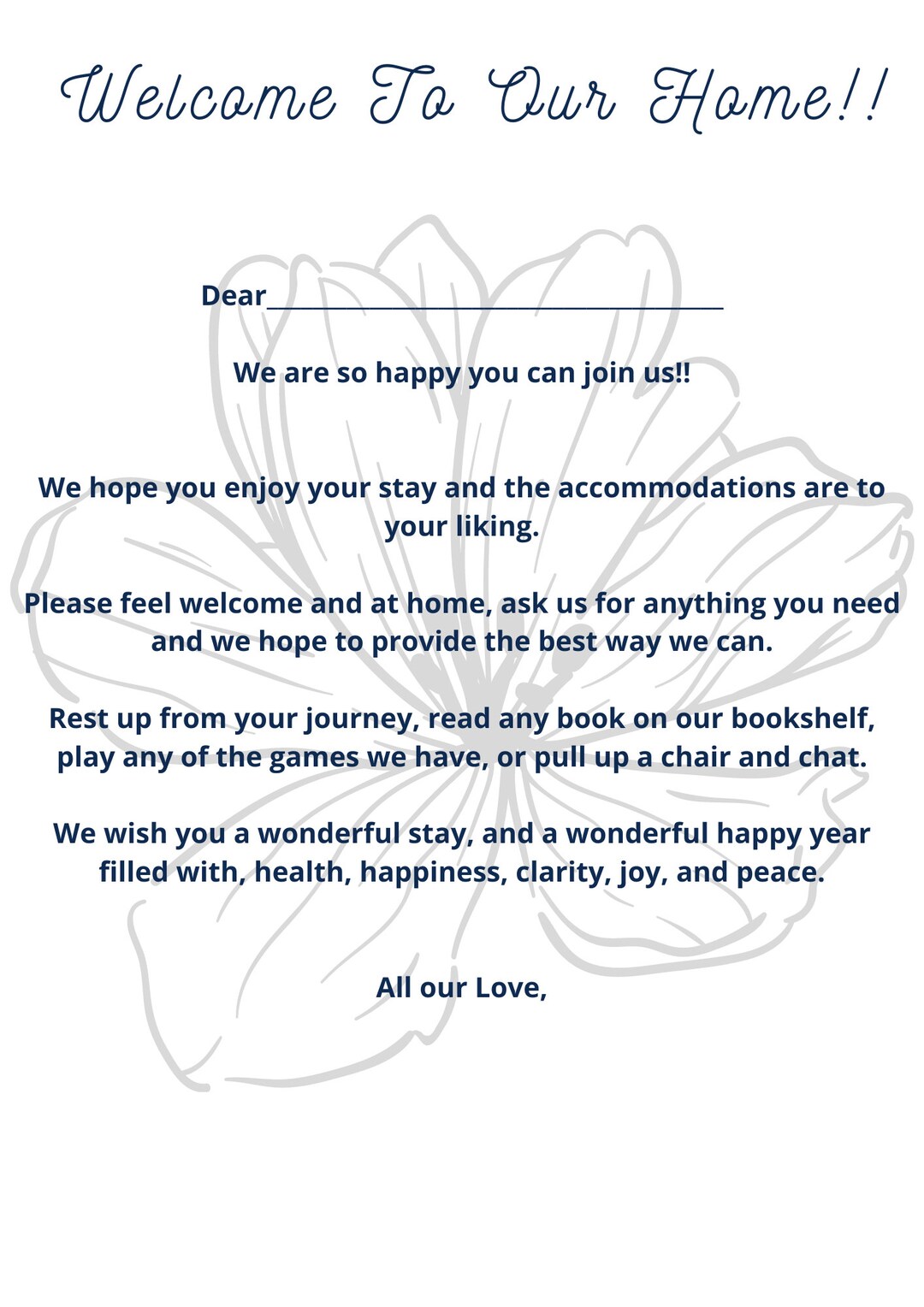 Welcoming Message for Guests Printable - Etsy