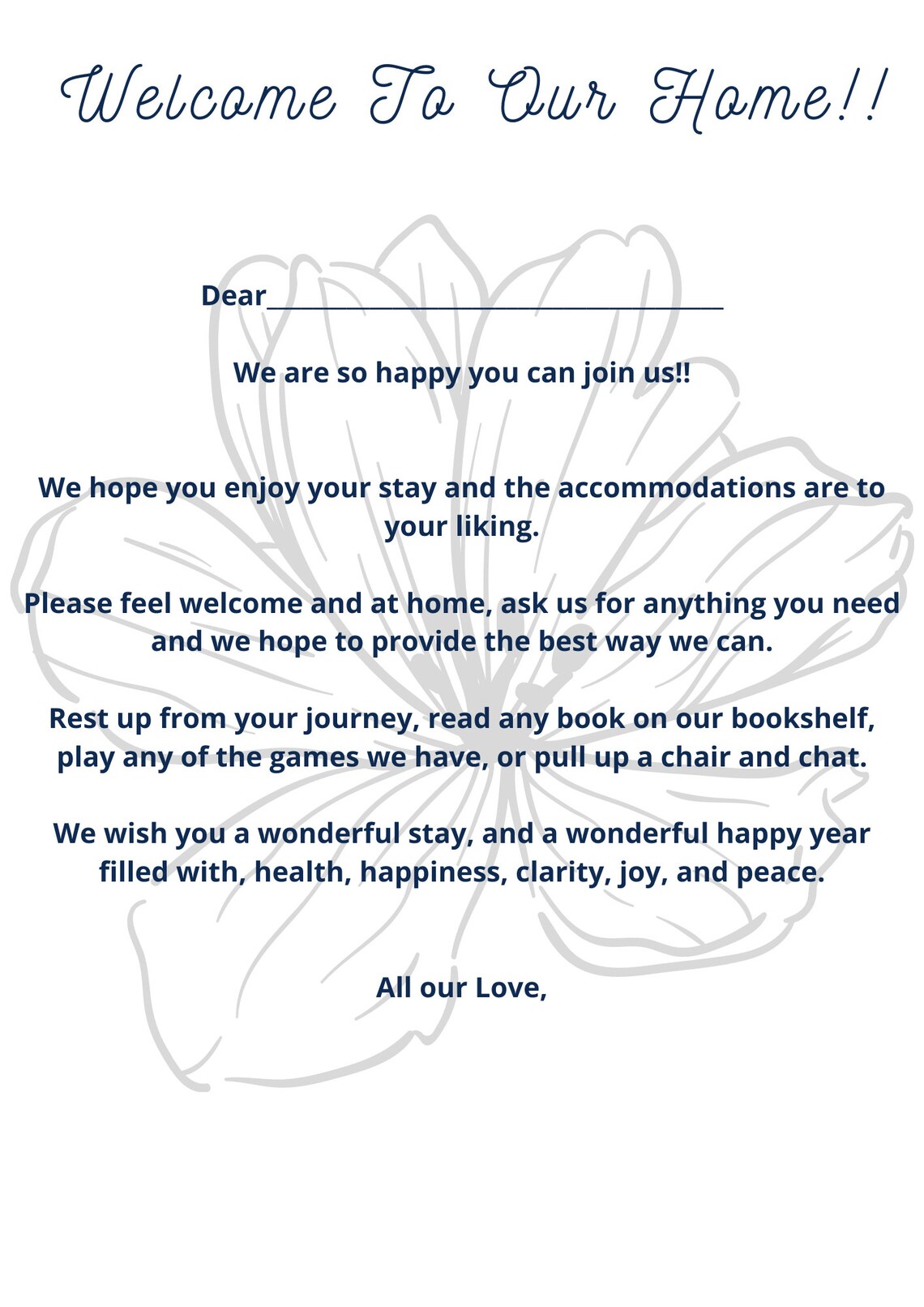 Welcoming Message for Guests Printable - Etsy