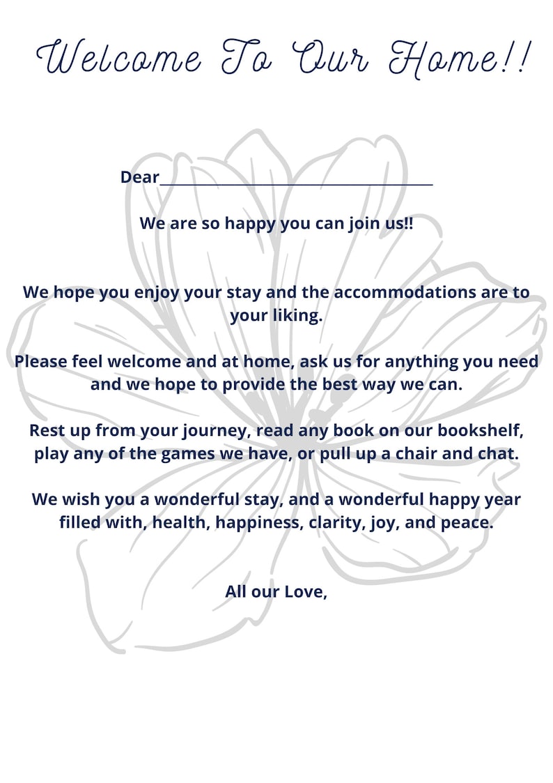 Welcoming Message for Guests Printable - Etsy