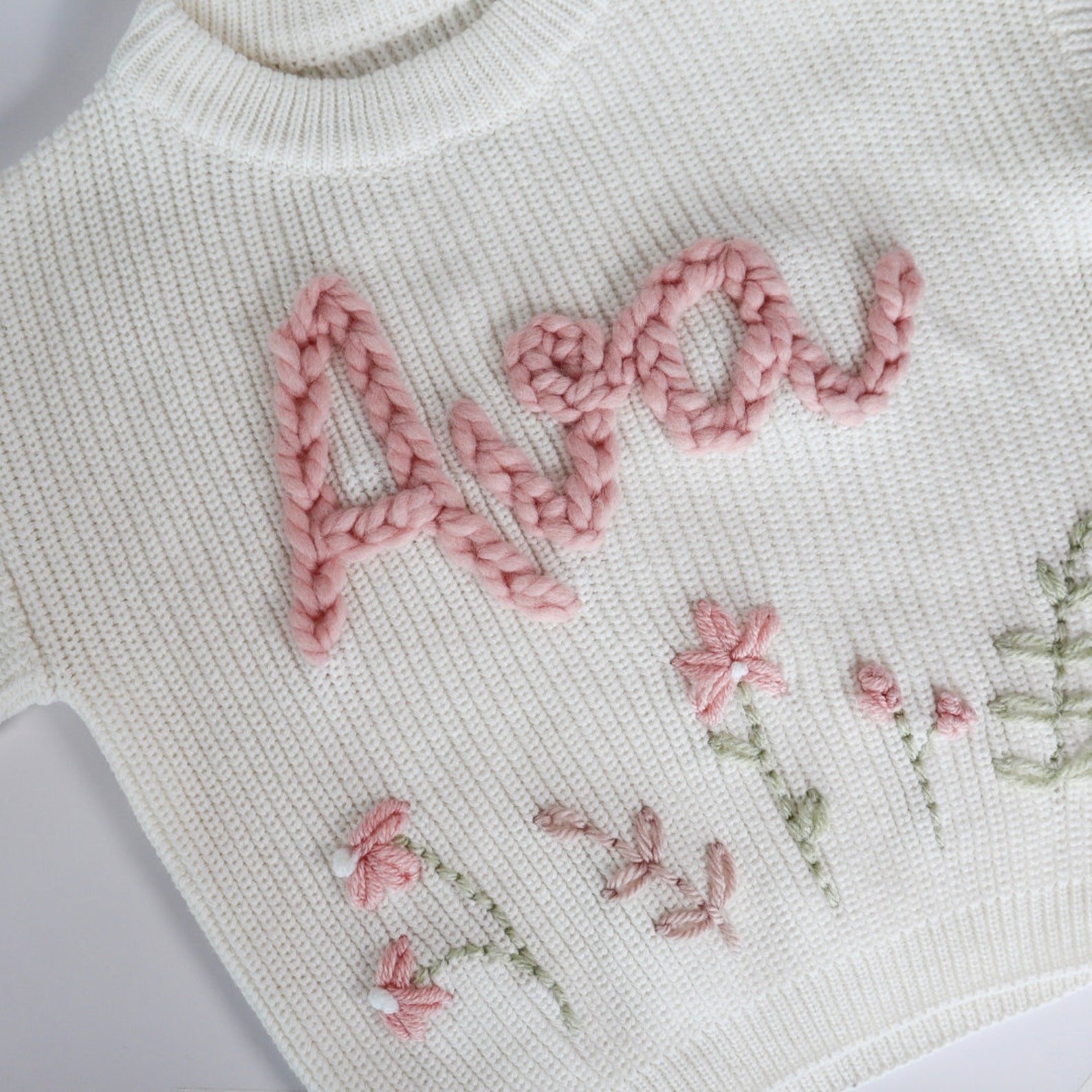 Babes in Bloom Design Embroidered Sweaters for Babies and Toddlers Name ...