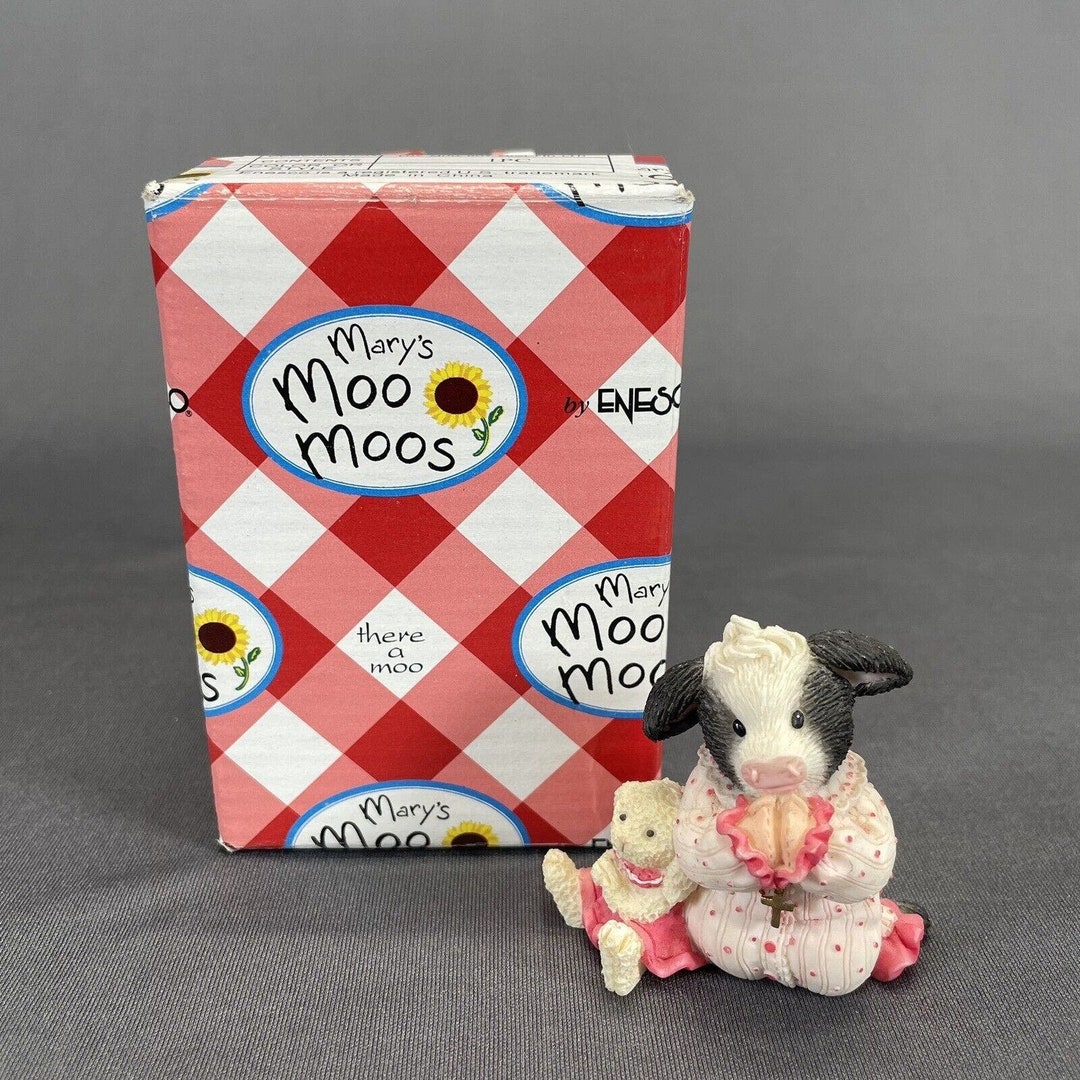 Mary's Moo Moos Jesus Loves Moo Cow Figurine 468959C 1998 Young Girl ...