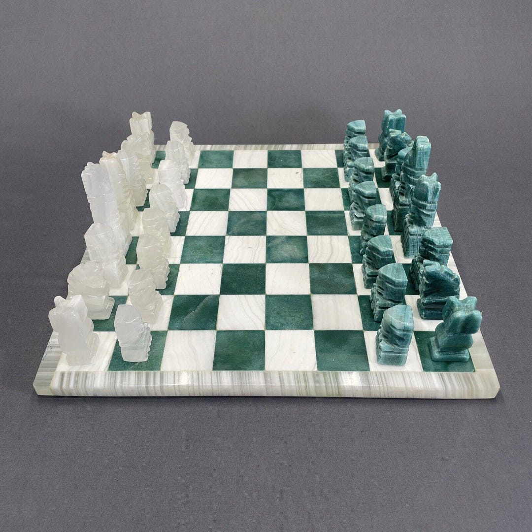 Vintage Mexican Aztec Onyx Marble Chess Set Board Hand Carved Pieces - Etsy