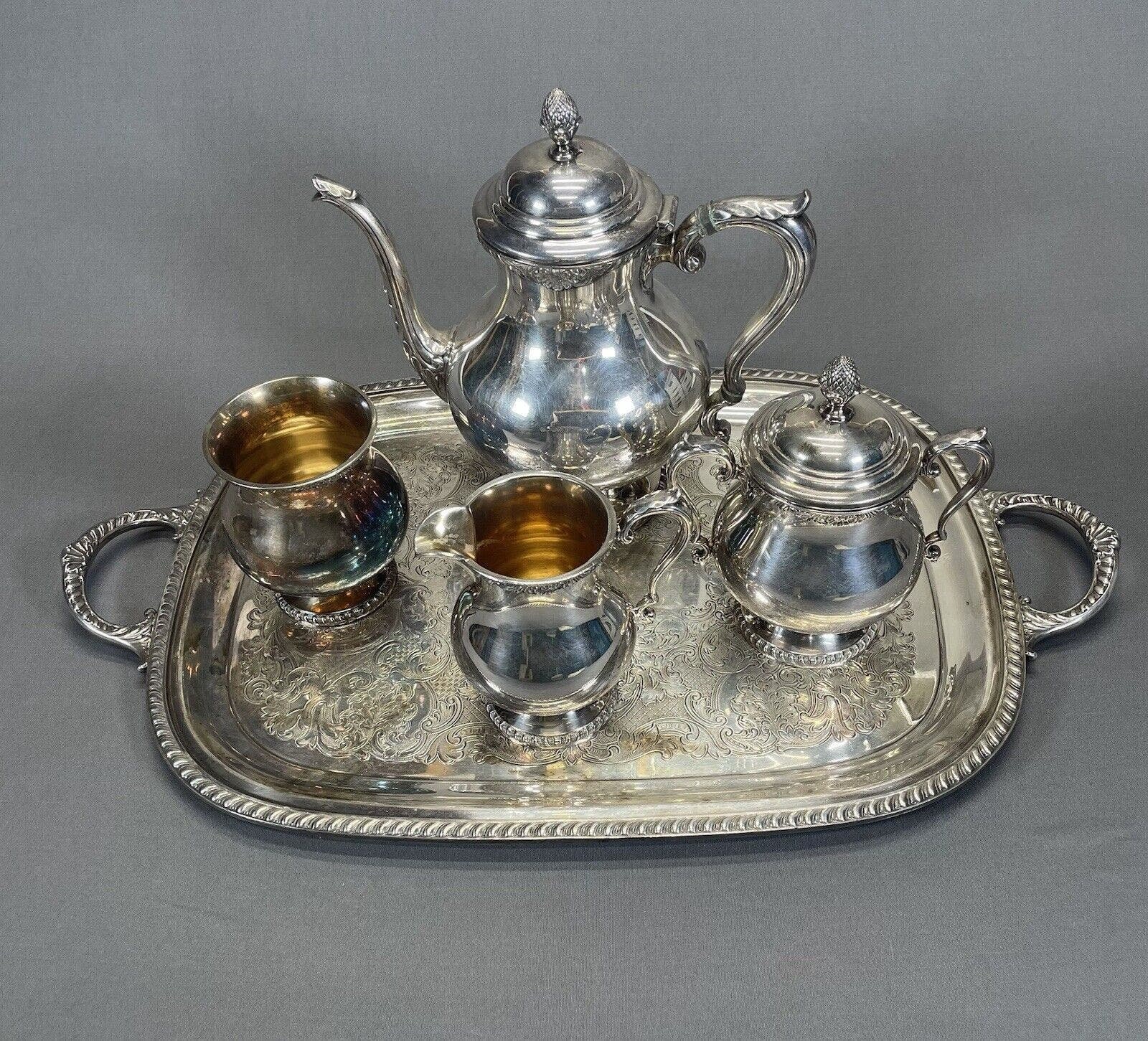 Wallace 5 Piece Silver Plated Tea Set With Waste Silverplate Holloware ...